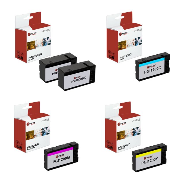 5Pk LTS PGI-1200 BCMY HY Compatible for Canon Maxify MB2020 MB2050 Ink ...