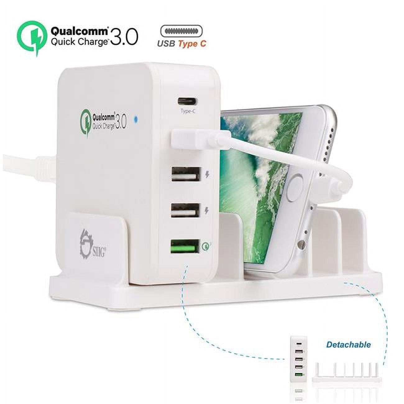 SIIG AC AC-PW1724-S1 5-Port Smart USB Charger plus Organizer w QC3.0 ...