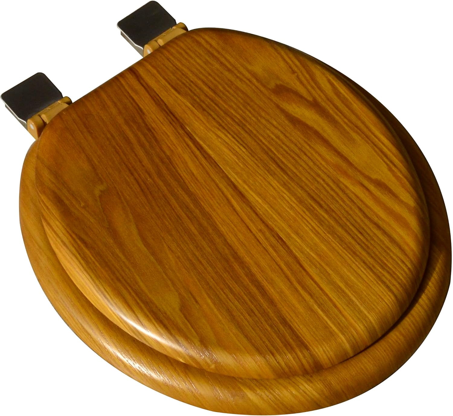 5Q1R1-17BN Natural Wood Toilet Seat with Decorative Finish includes Vari-Adjust Lok-Down R'N'C ...