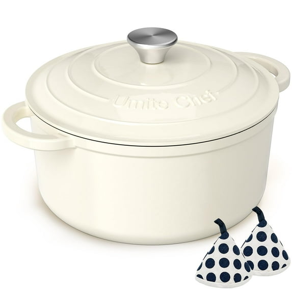 5QT Enameled Cast Iron Pot with Lid, Dutch Oven for Bread Baking ...