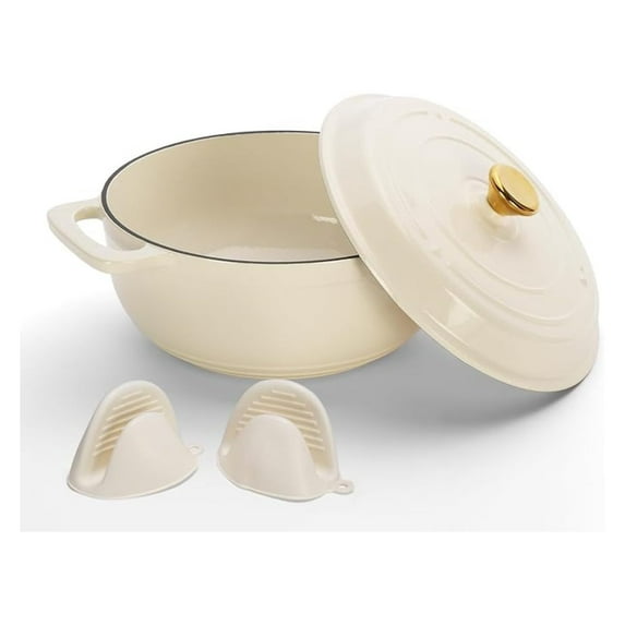 5QT Round Dutch Oven, Enameled Cast Iron Dutch Oven Pot with Lid & Dual ...