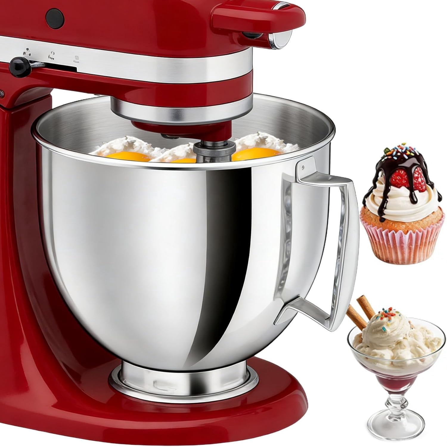 5QT Stainless Steel Mixer Bowl Compatible with KitchenAid Bowls for ...