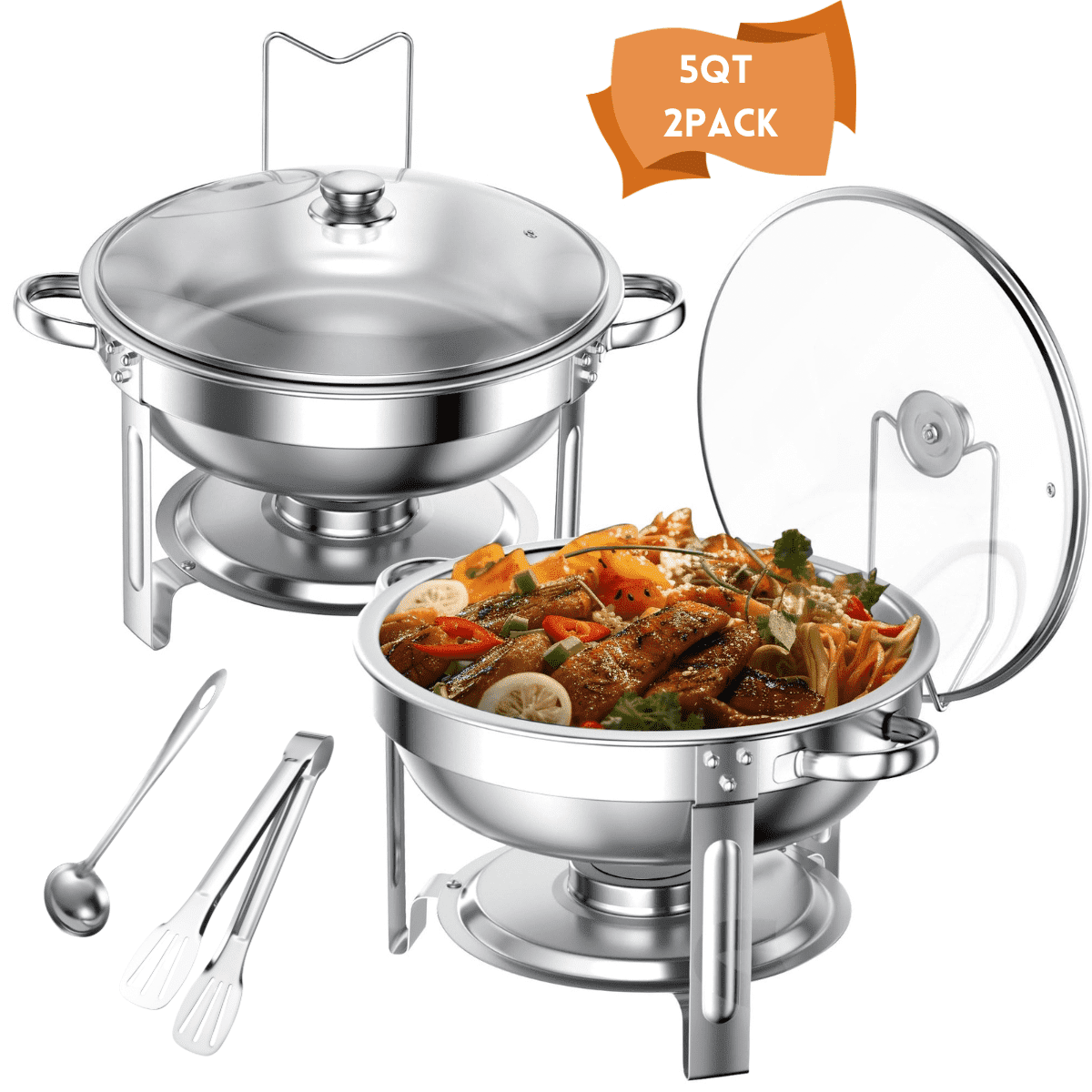 5Qt Chafing Dishs for Buffet Set, YEEFO 2 Pack Chafers for Catering ...