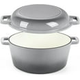 5Qt Dutch Oven Pot for Bread Baking (Gray), 2 In 1 Round Cast Iron ...