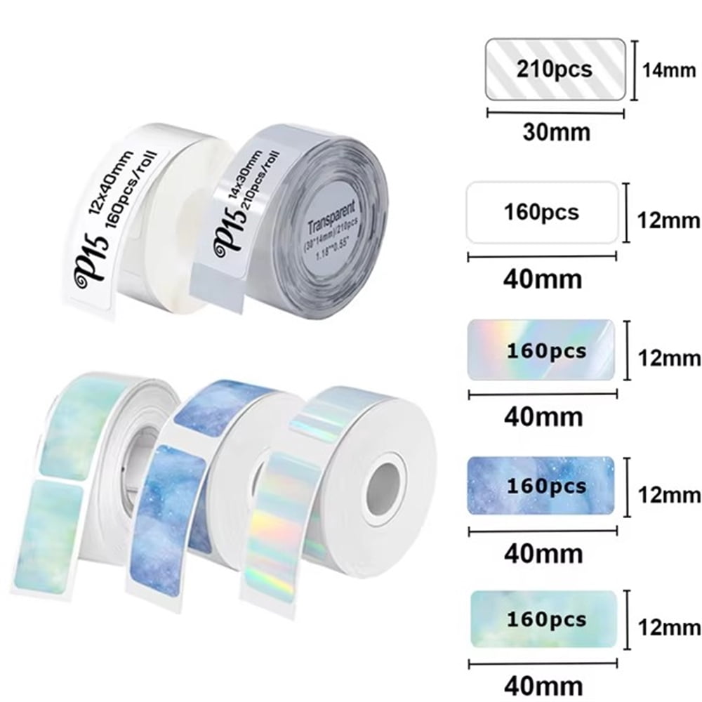 5ROlls 12x40mm P12Printer Thermal Paper Sticker Tape Label Paper for ...