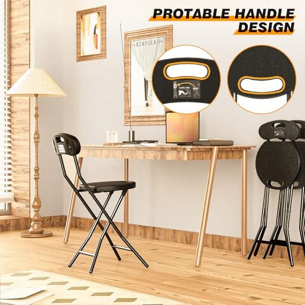 5Rcom Folding Stool, 2 Pack 18 inch Folding Bar Stool with Backrest and ...