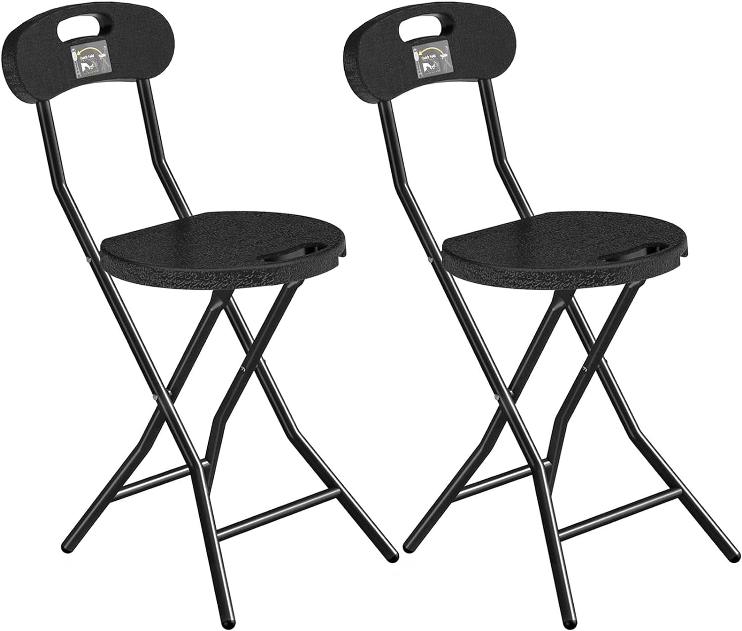 5Rcom Folding Stool, 2 Pack 18 inch Folding Bar Stool with Backrest and ...