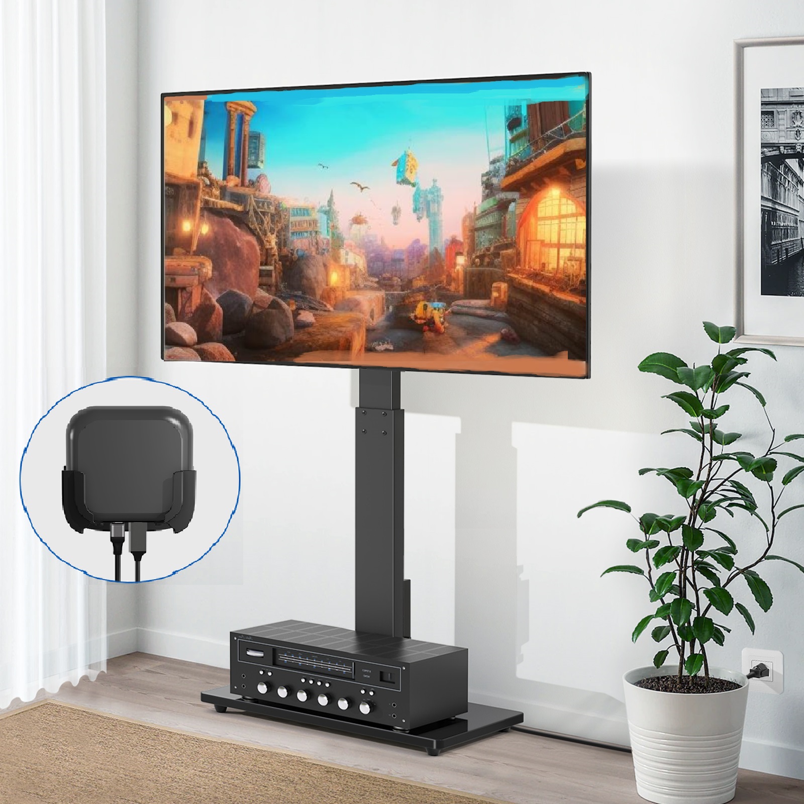 FITUEYES Floor TV Stand Mount with Swivel Bracket for TVs up to 65 ...