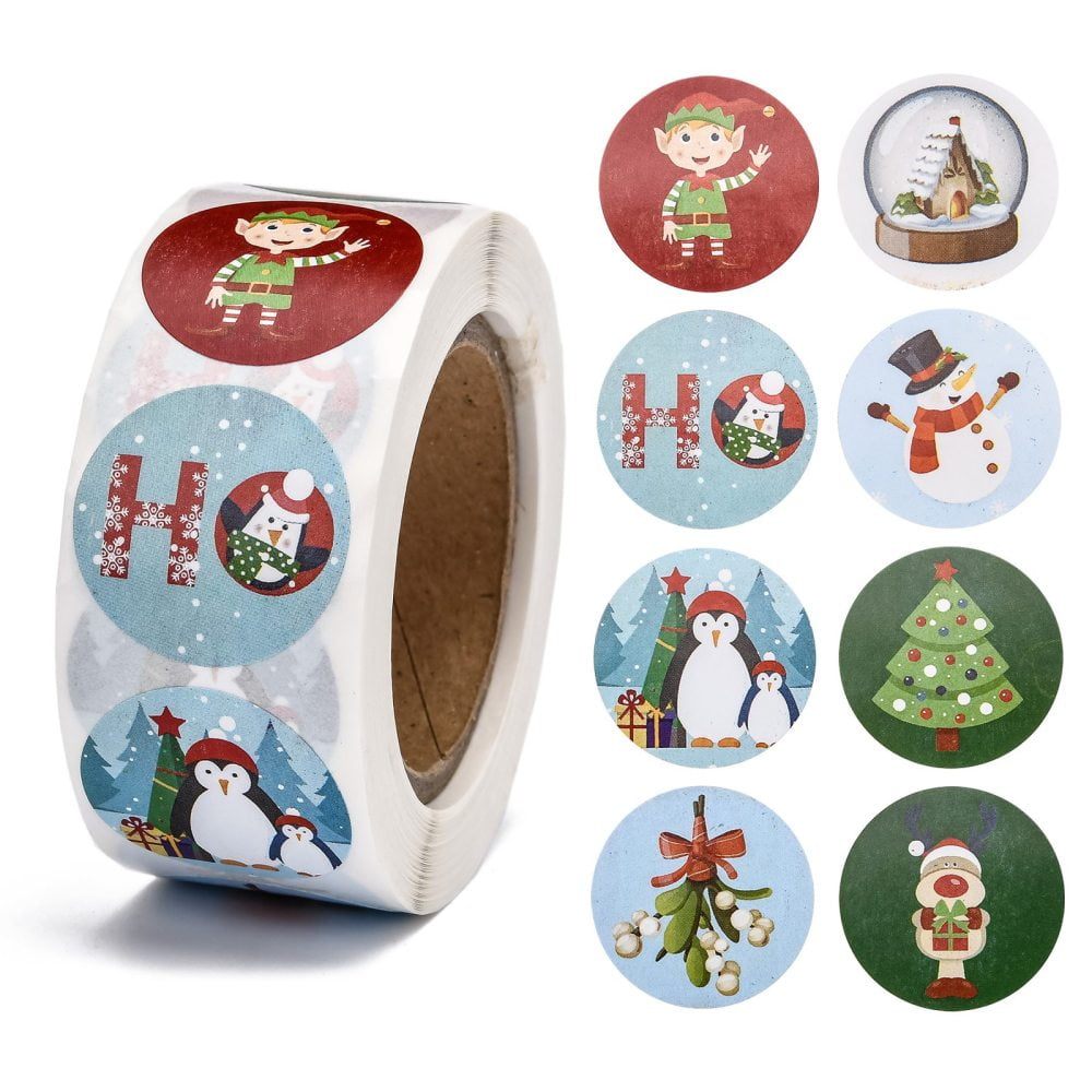 5Roll Christmas Roll Stickers 8 Different Designs Decorative Sealing ...