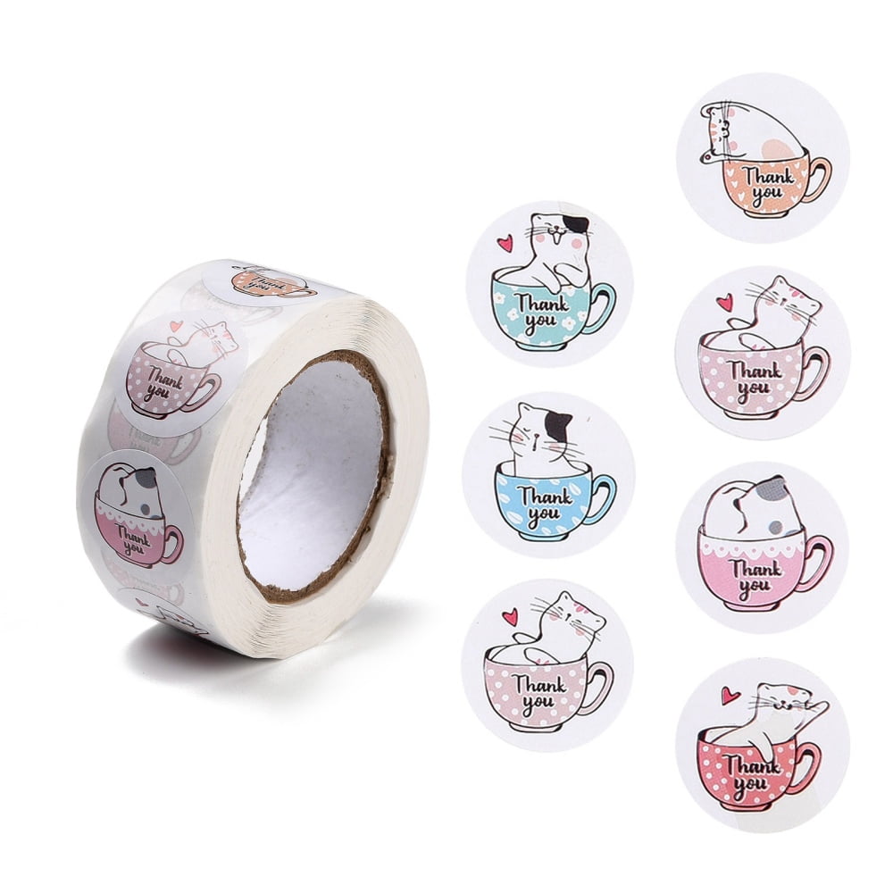 5Roll Thank You Stickers Roll Flat Round Adhesive Paper Sticker for ...