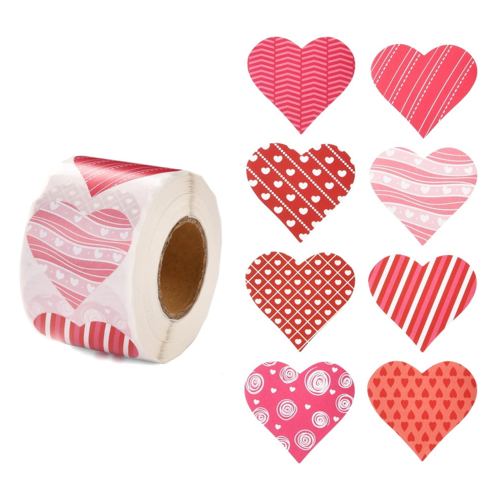 5Roll Valentine's Day Theme Paper Gift Tag Stickers 8 Style Heart Shape ...