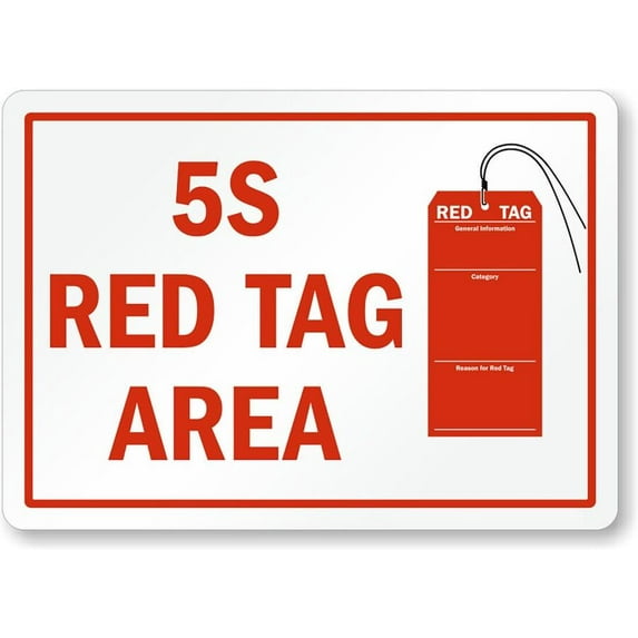 5S Red Tag Area Weatherproof Metal Sign Size: 8 x 12 Inch - Walmart.com