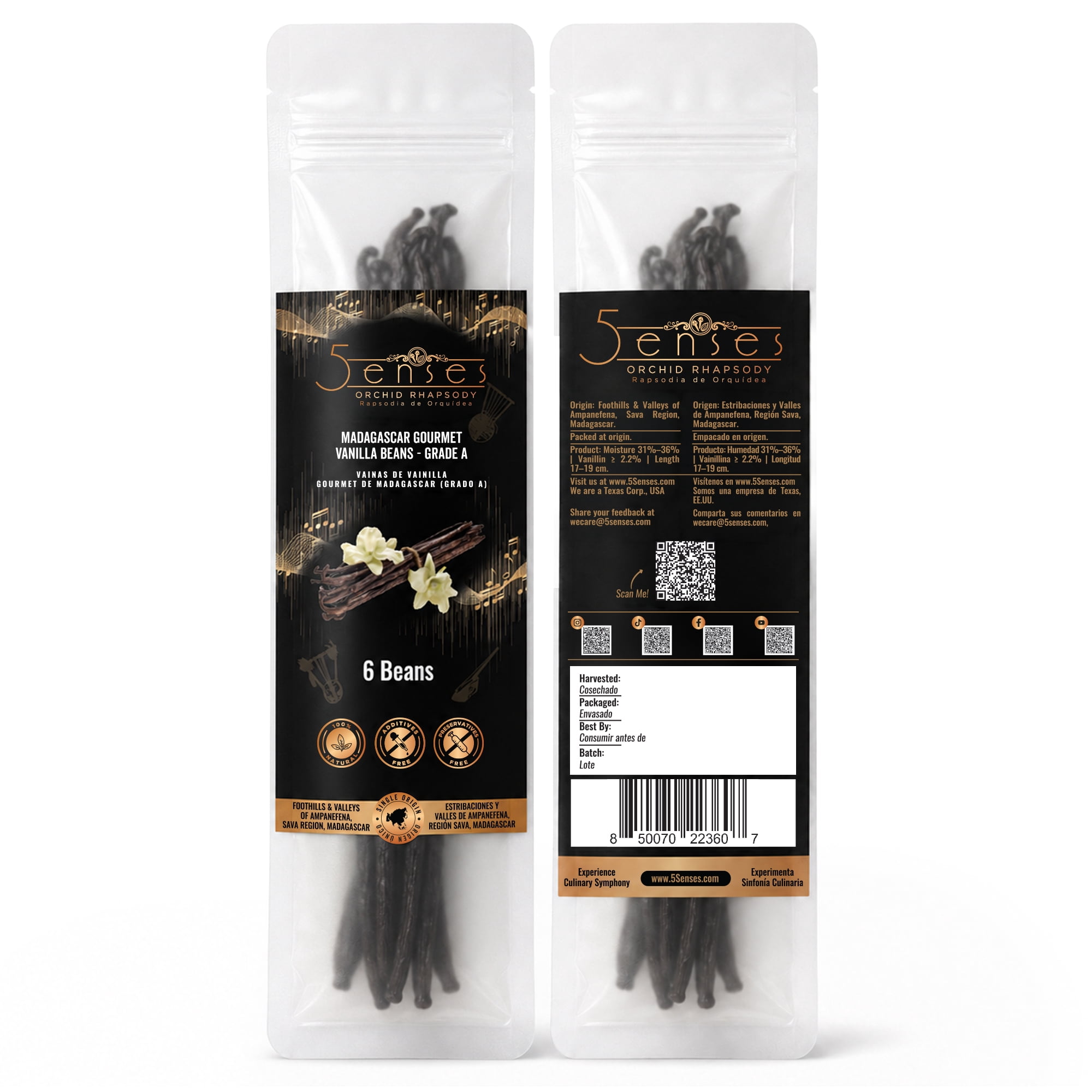 5Senses Madagascar Gourmet Vanilla Beans Grade A | Orchid Rhapsody ...