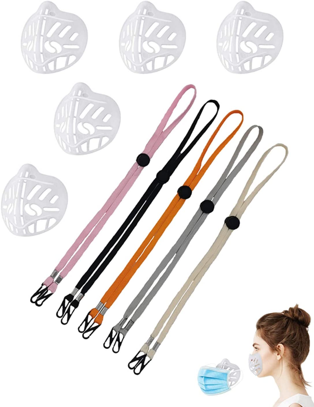 5Set 3D Mask Bracket,Mask Lanyard Set,Silicone Mask Bracket,Mask Frame ...