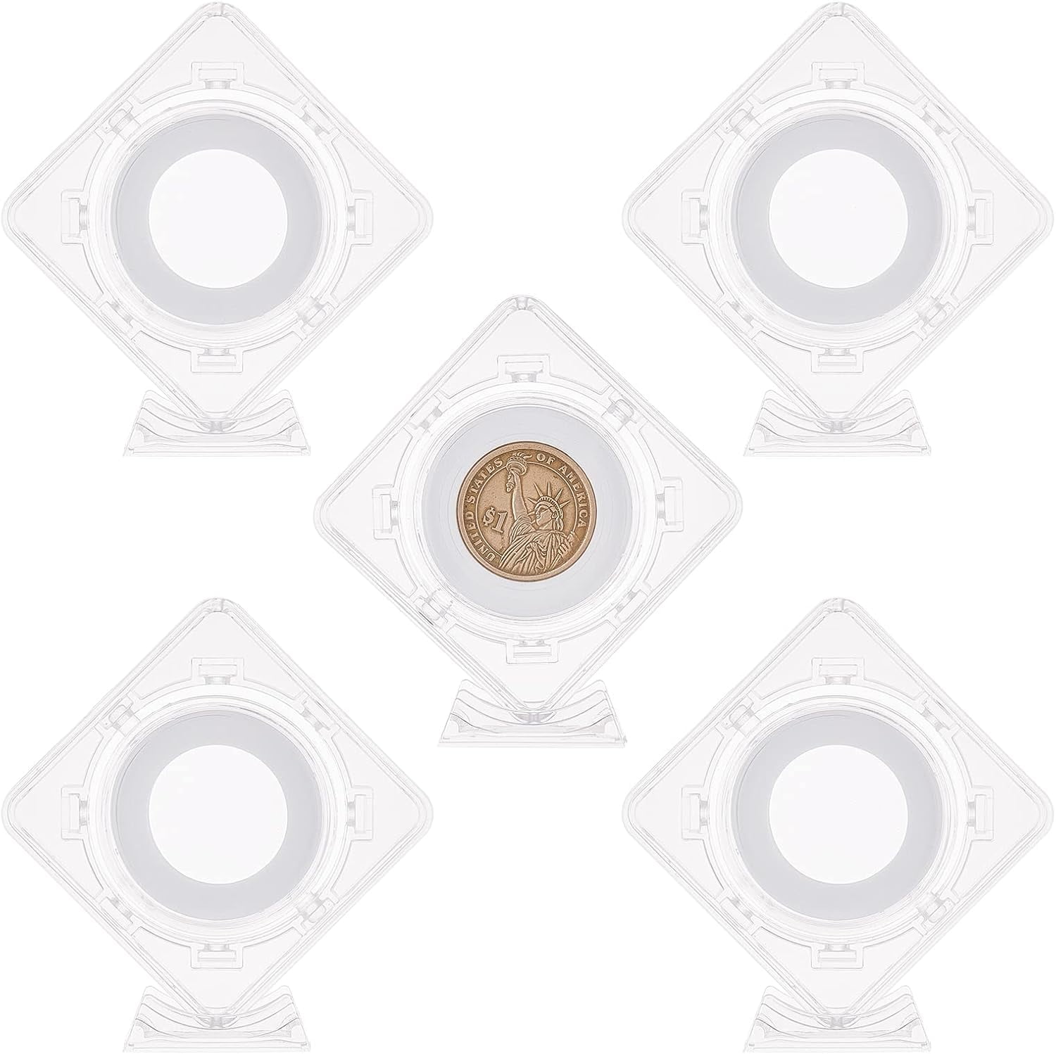 5Set 5 Sets Acrylic Coin Display Stand for 8 Size Coin 17~40mm Diameter ...