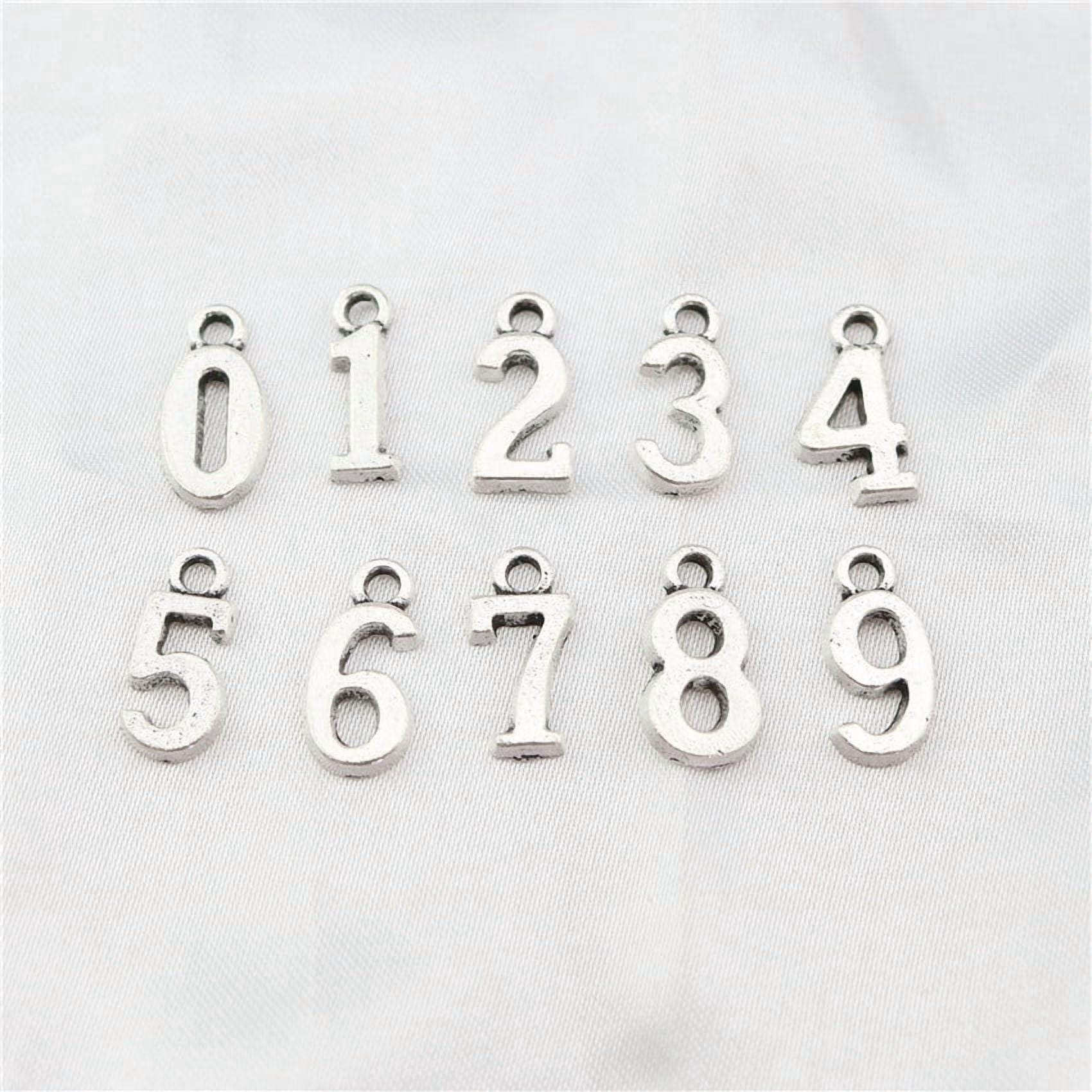 5Set Alloy Pendants Number 0~9 Cadmium Free & Lead Free Antique Silver ...