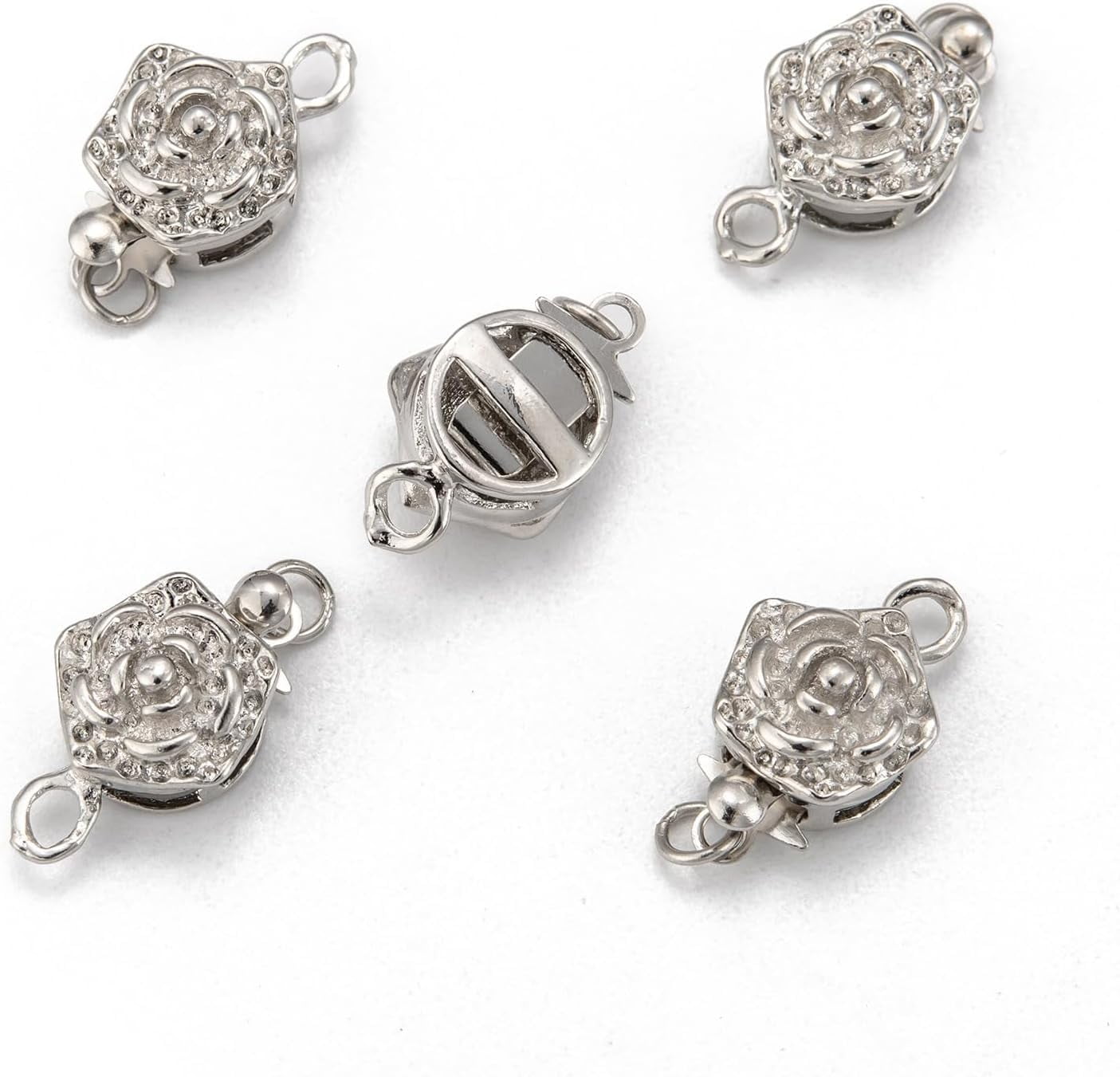 5Set Platinum Plated Brass Flower Box Clasps Flower Charm Connector ...