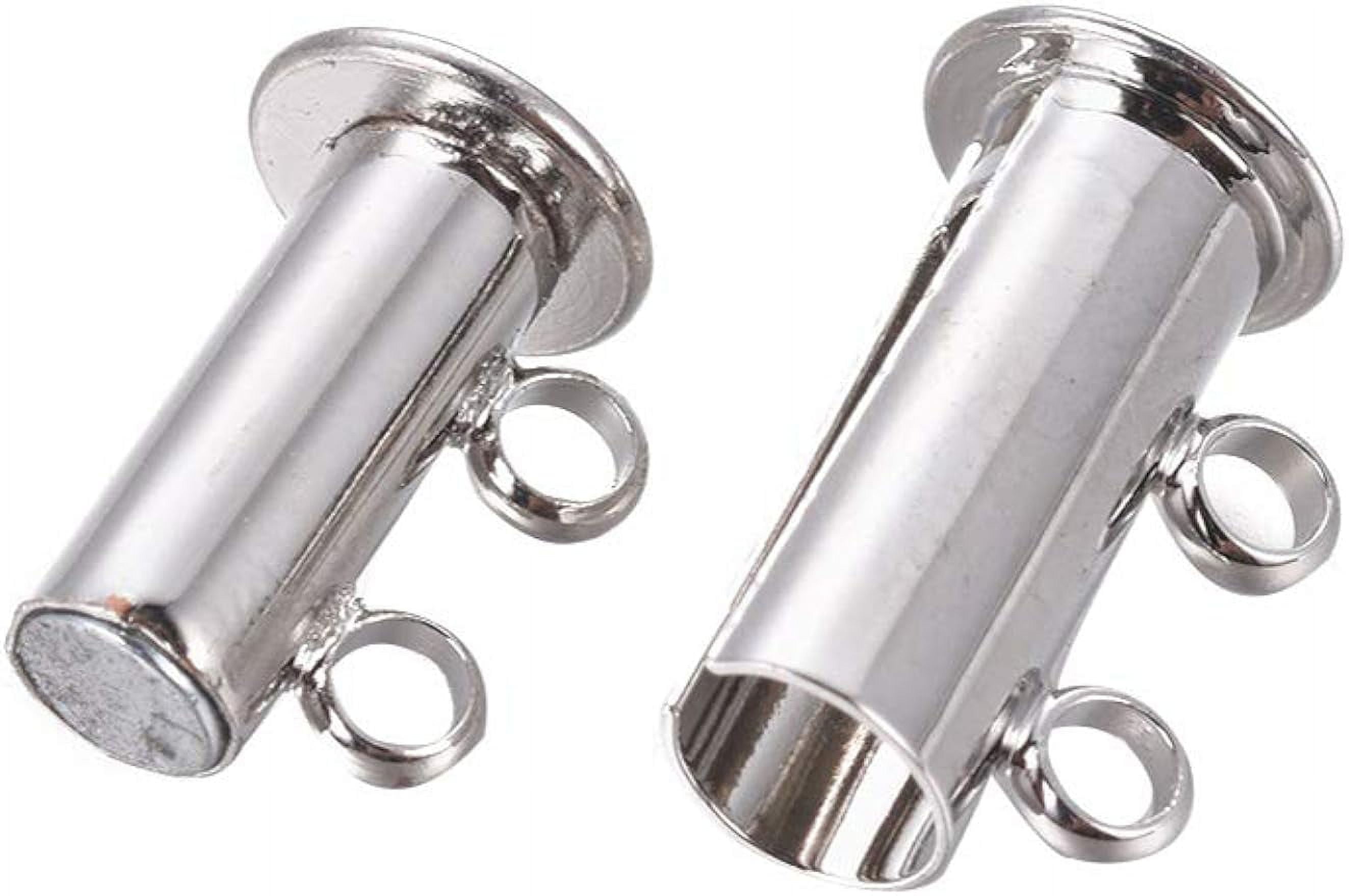 5Sets 4-Holes Tube Brass Slide Lock Clasps no Nickel Connector Platinum ...