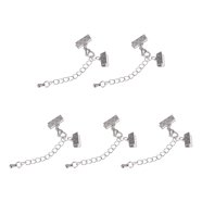 10Set Ribbon Crimp Clamp Ends Lobster Claw Clasps & Chain 16mm Silver ...