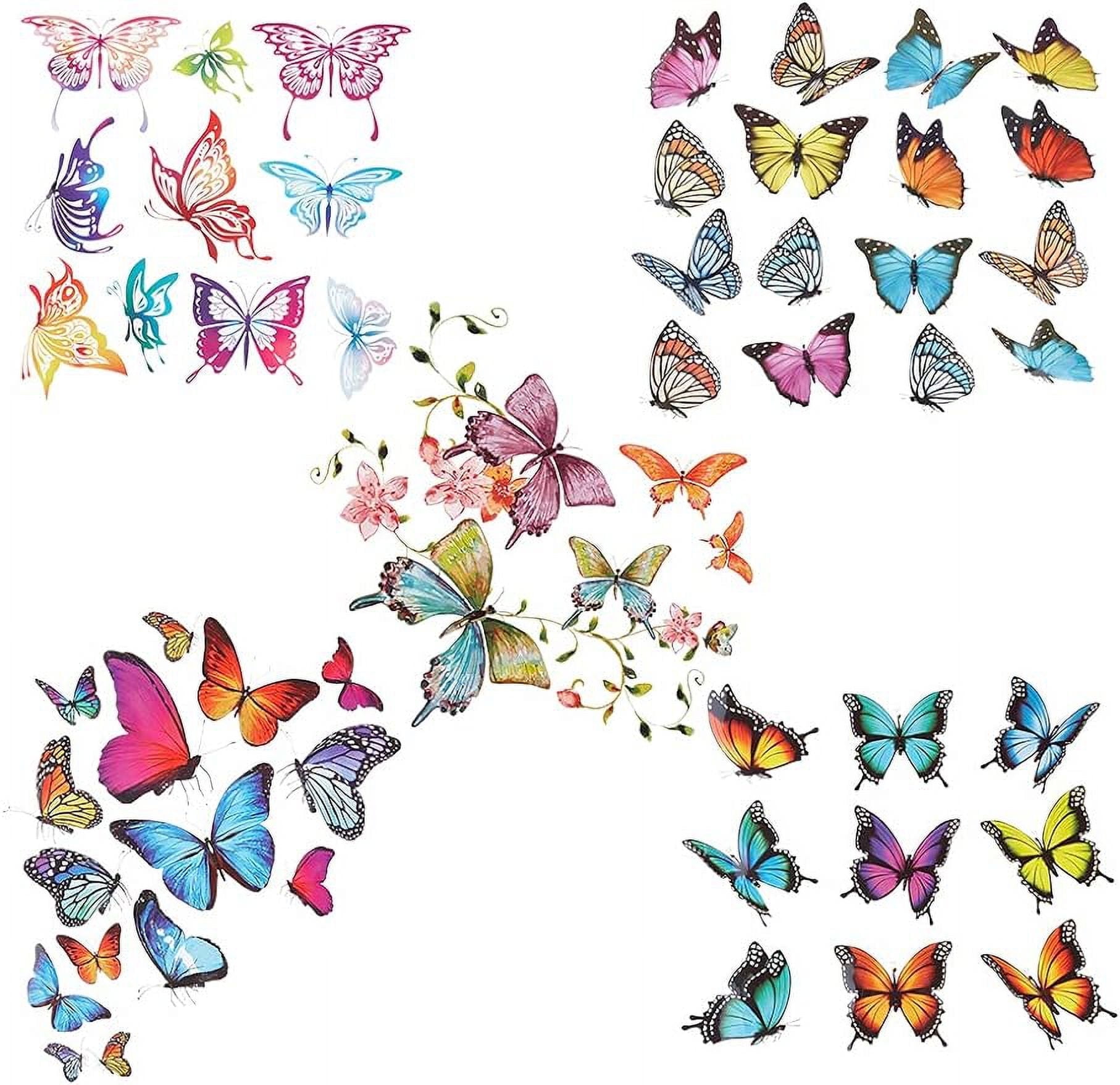 5Sheets 55Pcs Butterfly Heat Transfer Decals Colorful Butterfly Iron on ...