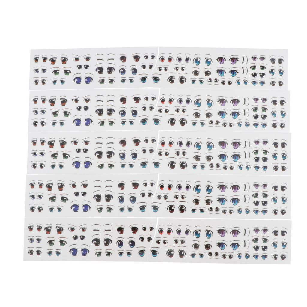5Sheets Water Stickers Eyes Figurine Face Clay Decals DIY Doll ...