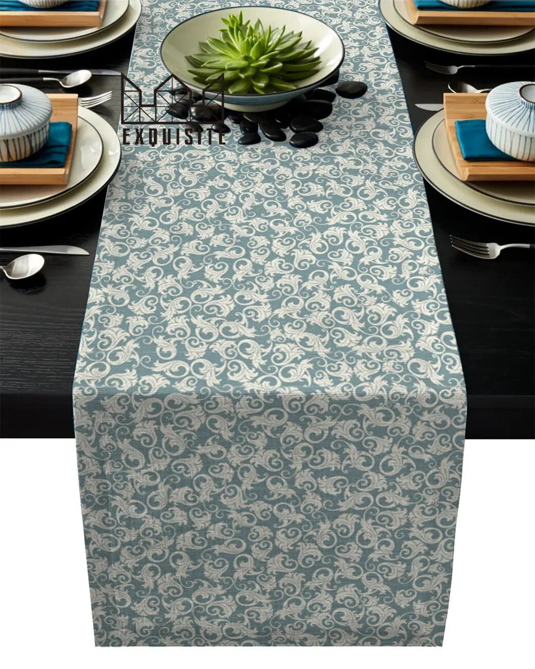 5Size Retro Pattern Ethnic Classic Table Runner Linen Cotton Table Flag ...