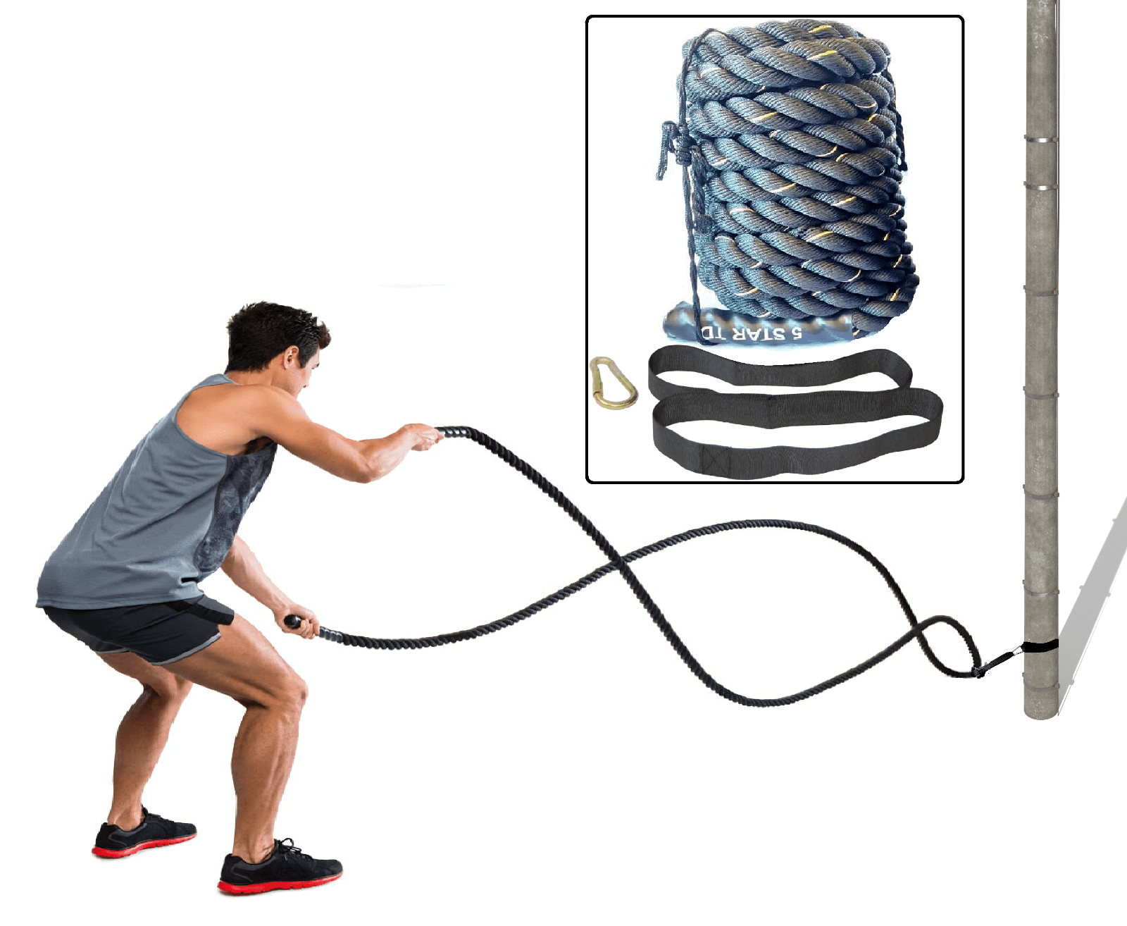 5Star-TD 40 Feet Durable Dacron Battle Rope, Blue - Walmart.com