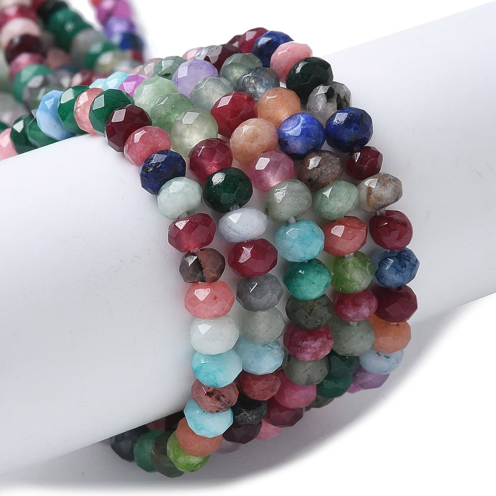 5Strand Dyed Natural Malaysia Jade Rondelle Beads Strands Faceted Mixed ...