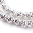5Strand Electroplated Natural Lava Rock Bead Strands Round Bumpy Silver ...
