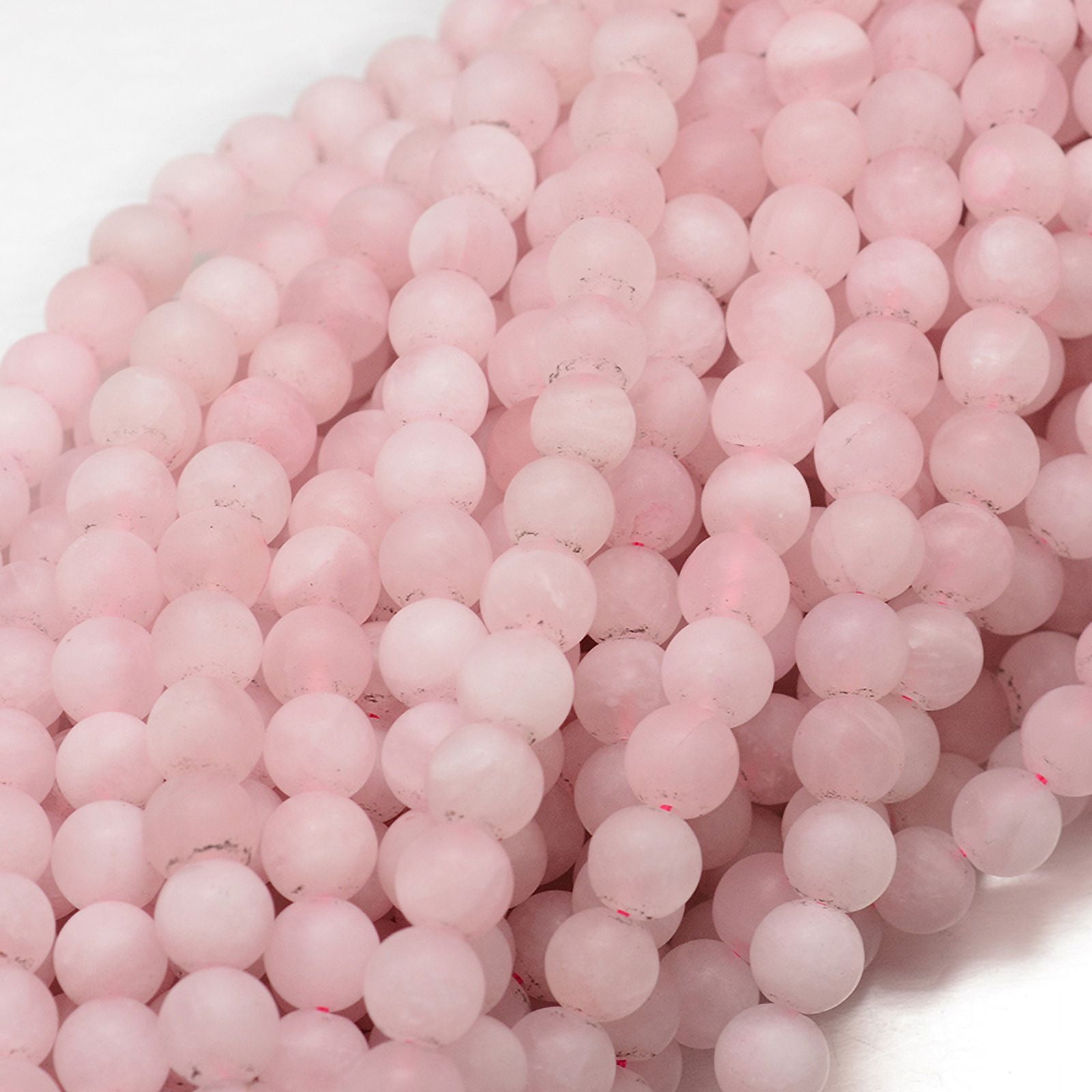5Strand Frosted Natural Rose Quartz Bead Strands Round 8mm Hole: 1mm ...