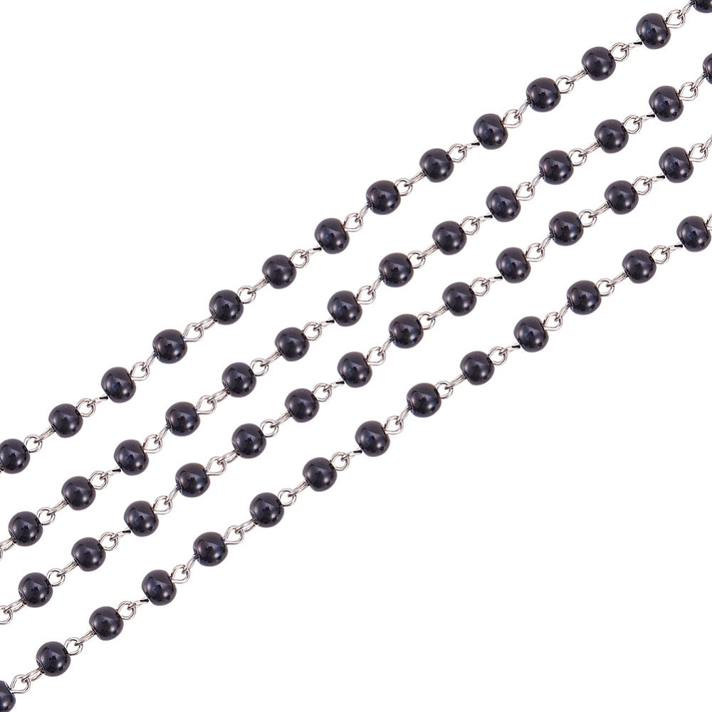 5Strand Handmade Glass Pearl Beads Chains with Iron Eye Pin Unwelded ...