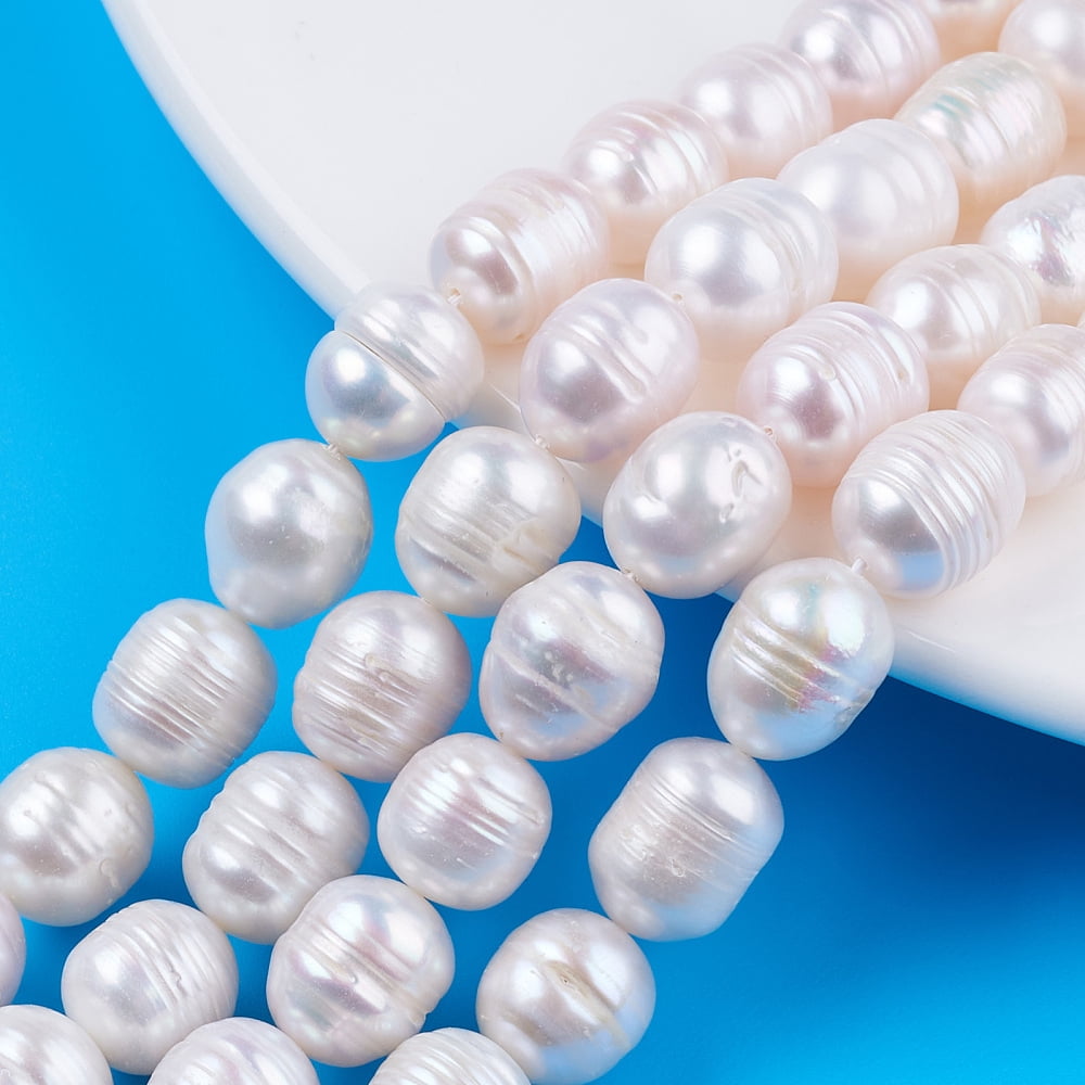 5Strand Natural Cultured Freshwater Pearl Beads Strands Rice Seashell ...
