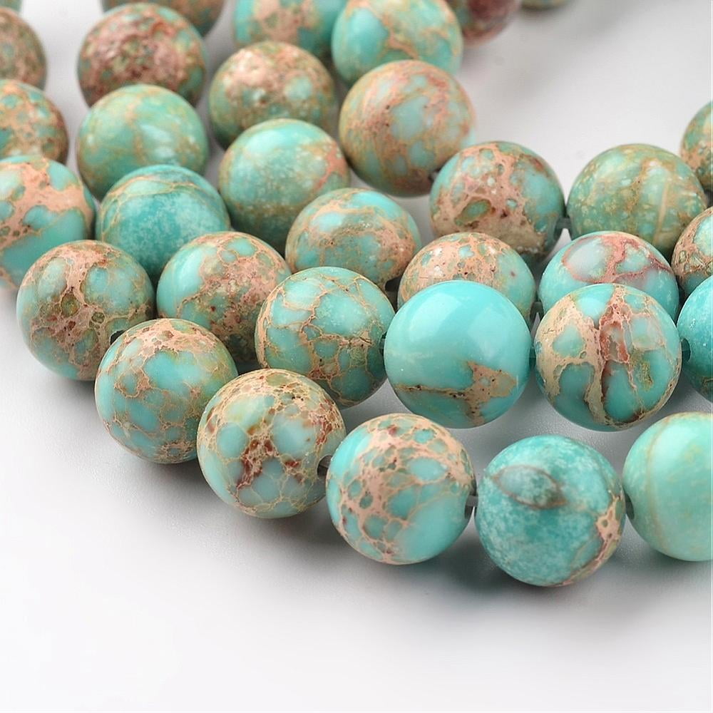 5Strand Natural Imperial Jasper Beads Strands Round Dyed Light Blue 6mm ...