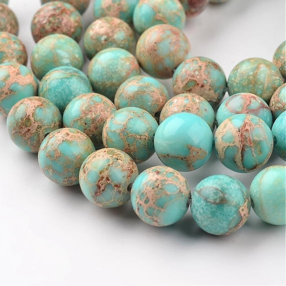 5Strand Natural Imperial Jasper Beads Strands Round Dyed Light Blue 6mm ...