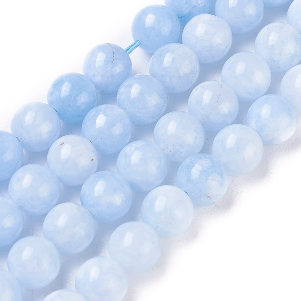 5Strand Natural White Jade Beads Strands Dyed Imitation Aquamarine ...