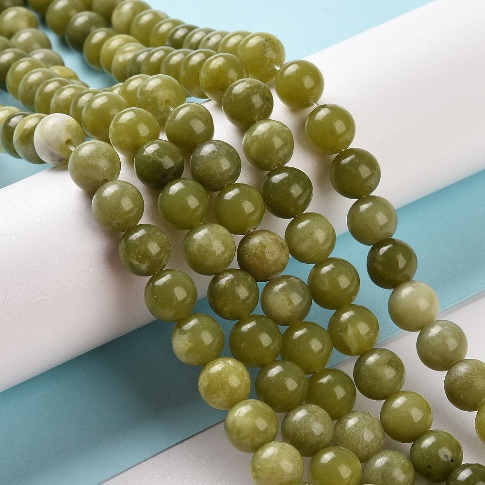 5Strand Natural Xinyi Jade/Chinese Southern Jade Beads Strands Round 8 ...