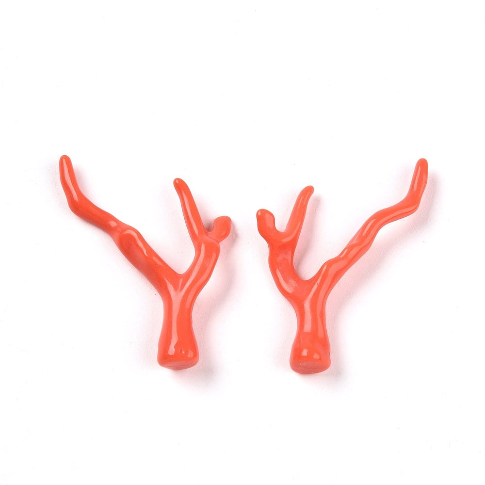 5Strand Opaque Acrylic Imitation Coral Beads Strands Tomato 46~48x34 ...