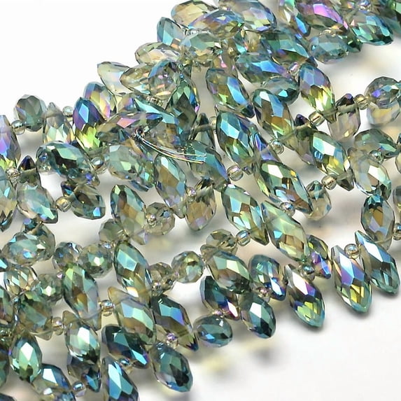 5Strand Teardrop Full Rainbow Plated Electroplate Glass Beads Strands ...