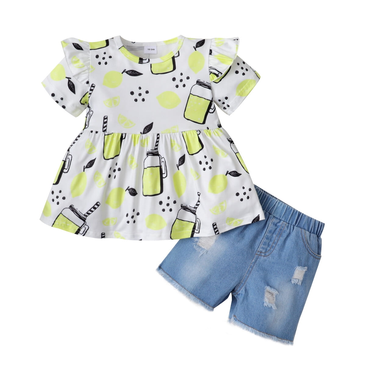 5T Kids Girls Clothes Little Girls 2PCS Outfits 5-6 Years Girls Lemon ...