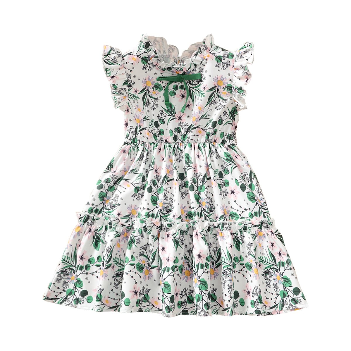 5T Little Girl Clothes 6 Years Little Girls Summer Dress Ruffle Flying ...