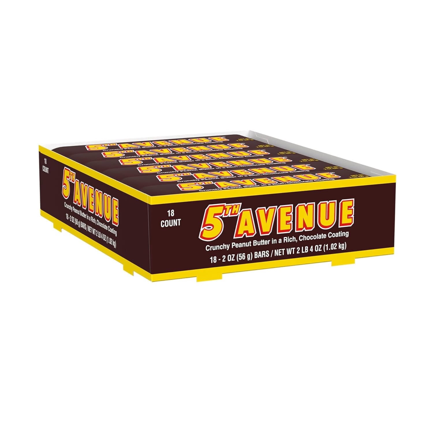 5TH AVENUE Chocolatey Coated Crunchy Peanut Butter Candy Bars, 2 oz (18 ...