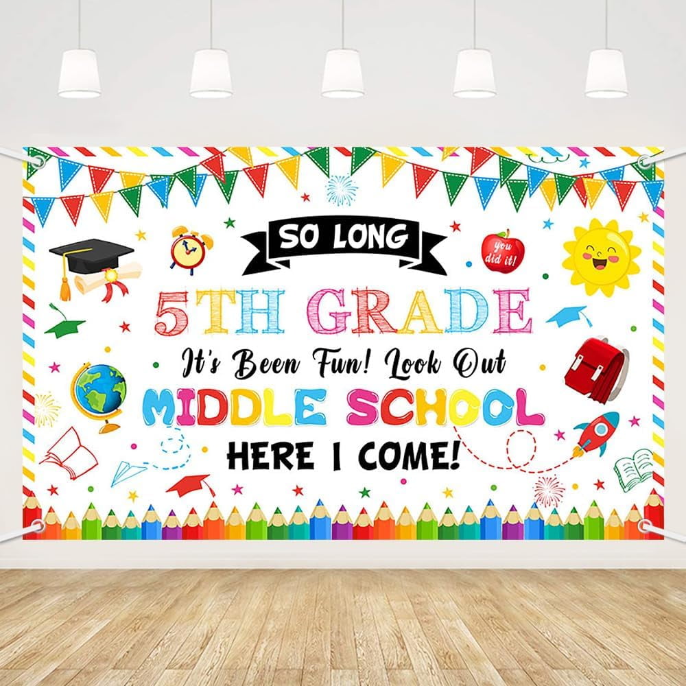 5TH Grade Graduation Decorations Backdrop So Long 5TH Grade It's Been ...