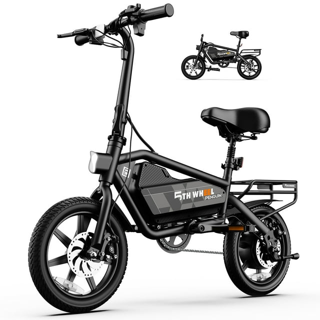 5TH WHEEL Electric Bike for Adults with 700W Peak Motor 14" Electric Bicycle, 36V 10.4Ah Battery ...