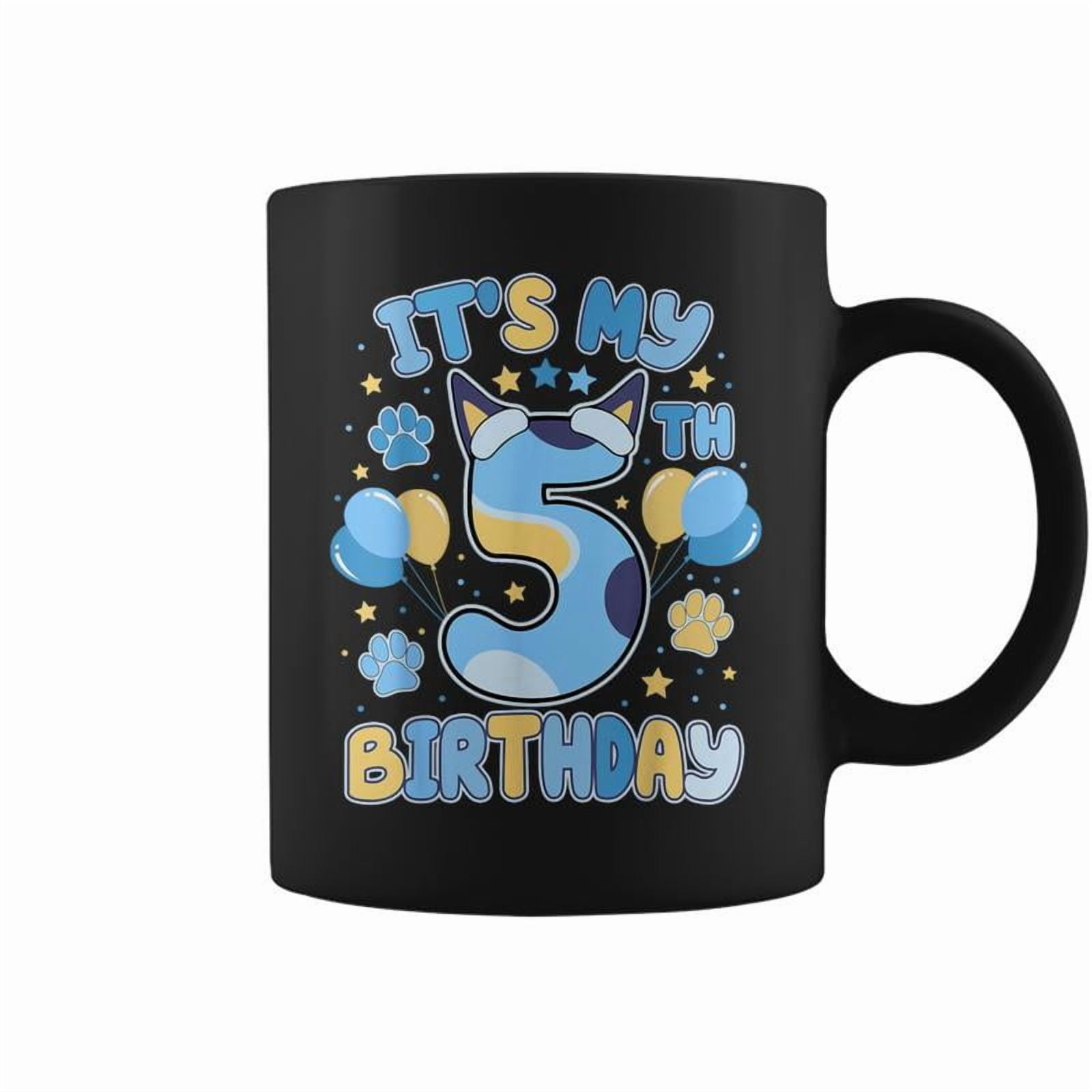 5Th Birthday Boy Blue Dog Theme Party Five Cool 5 Year Old Coffee Mugs ...