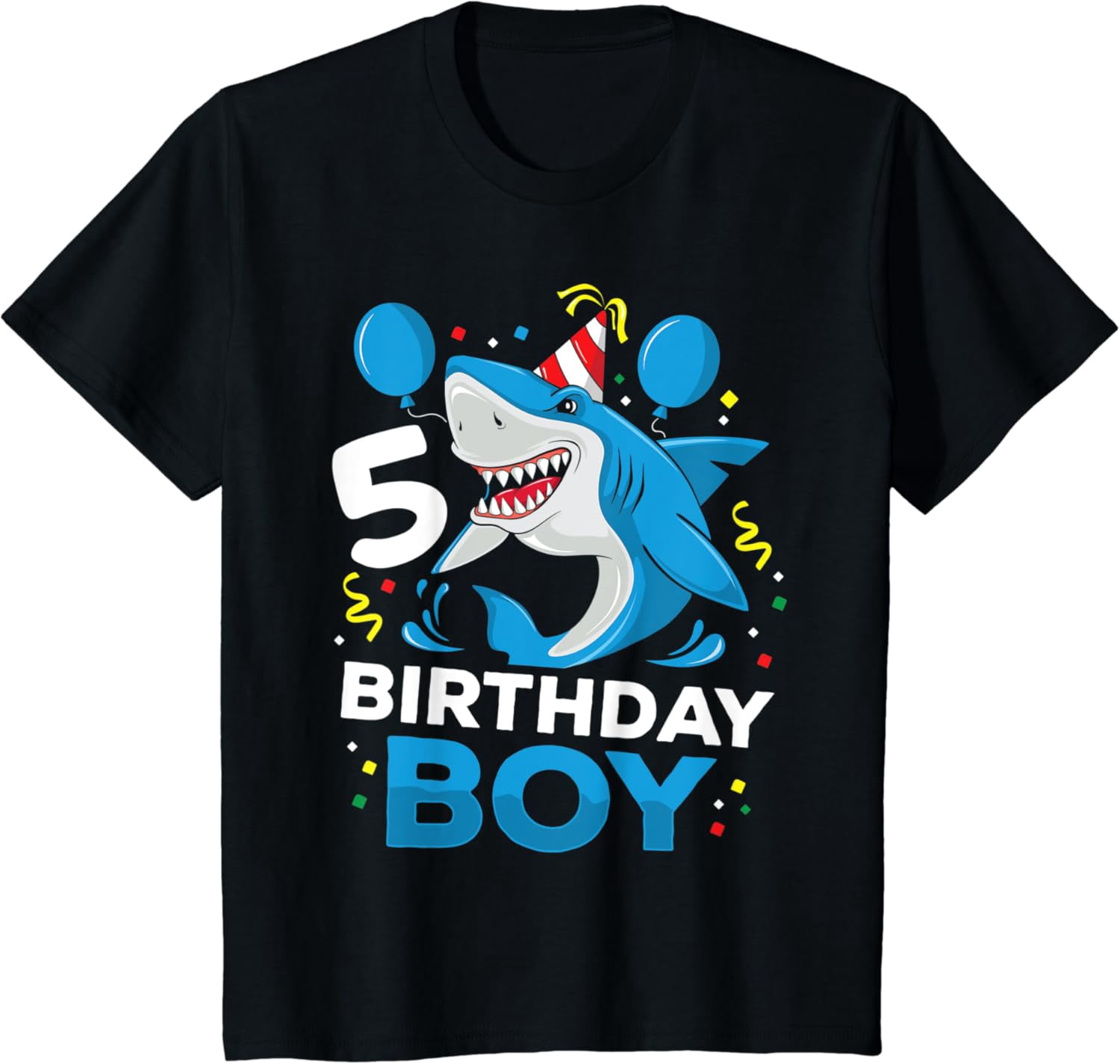 5Th Birthday Boy Shark Ocean Theme Party 5 Years Old For Boy T Shirt ...
