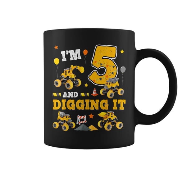 5Th Birthday Construction 5 Years Old Im 5Yr And Digging It Coffee Mugs ...