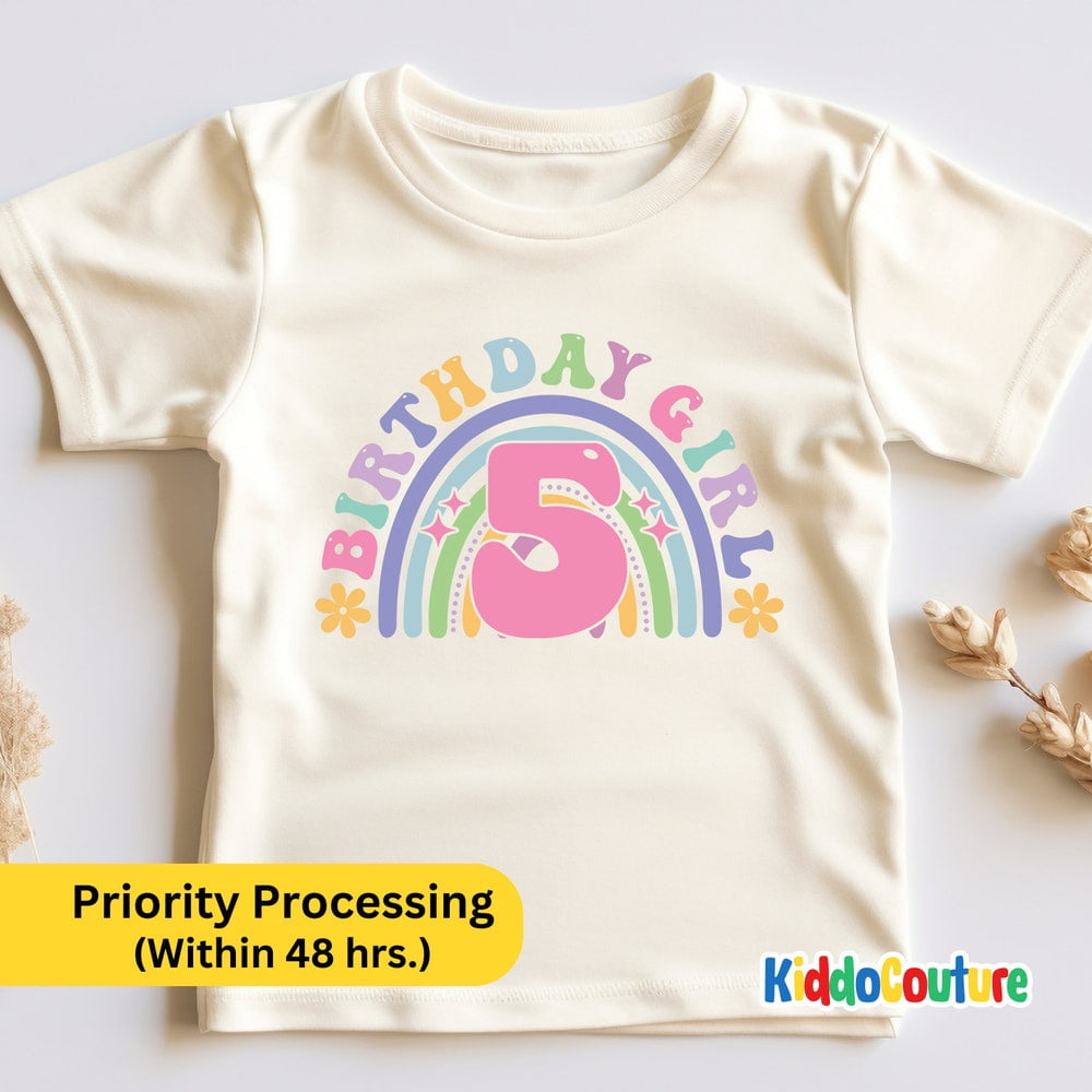 5Th Birthday Girl Shirt, Retro 5 Year Old Birthday Girl Tee, 5Th Birthday Party Girl Shirt ...