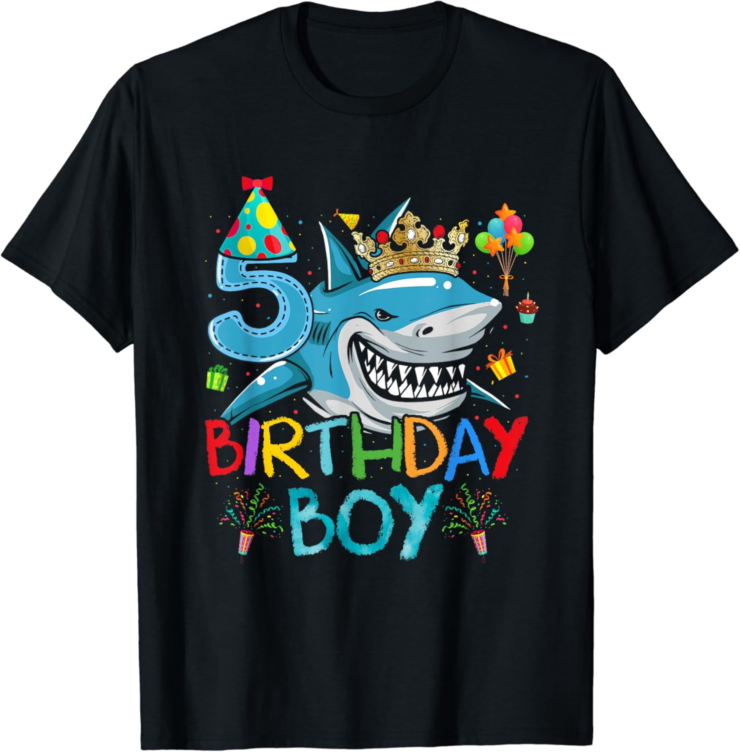 5Th Birthday Shark Ocean Theme Party 5 Years Old For Boy T Shirt ...