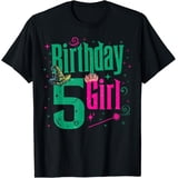 5Th Birthday Witch Princess Pink Green Birthday Girl T-Shirt Vintage ...