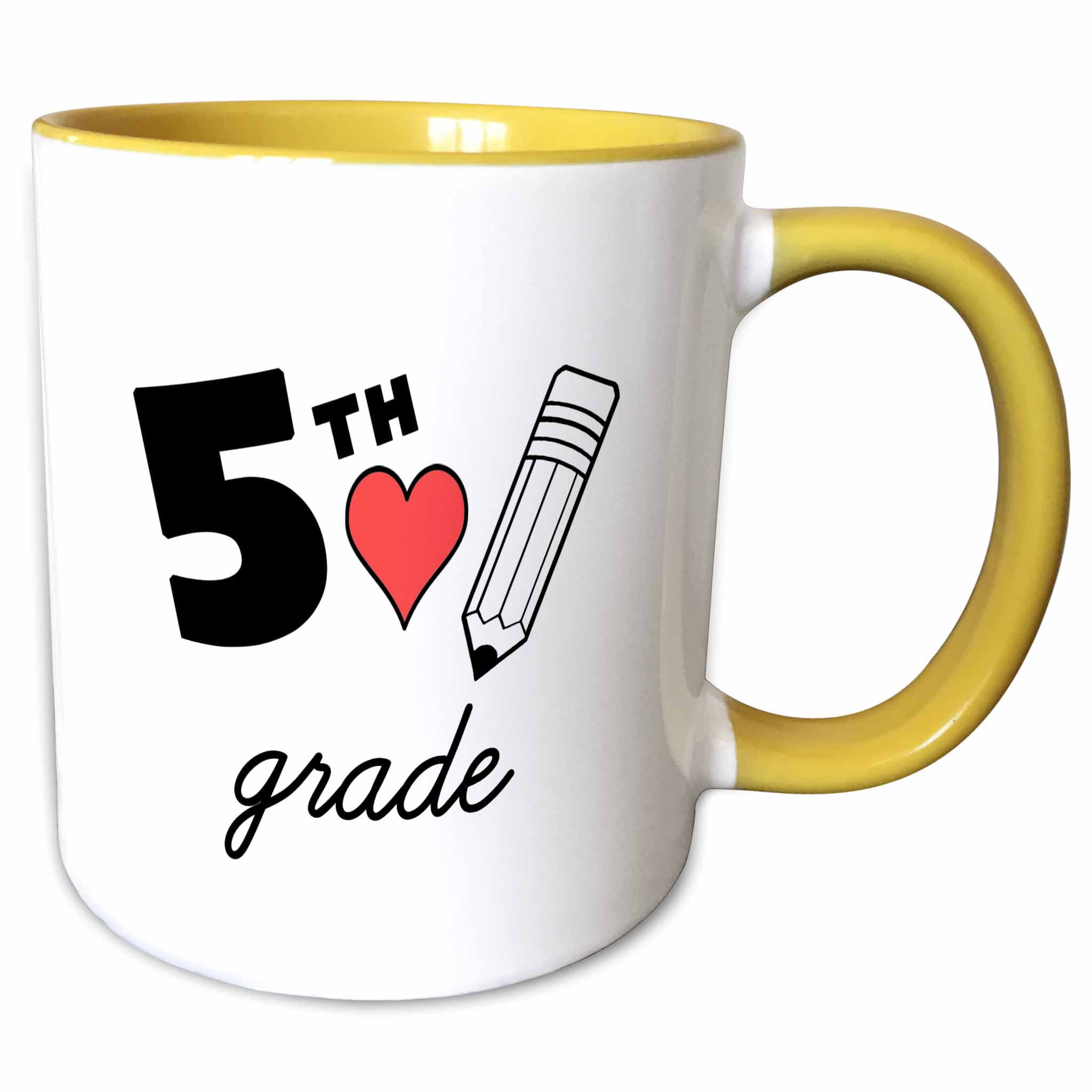 3drose, 5th Grade with Clipart Red Heart and Pencil. Black Lettering on ...